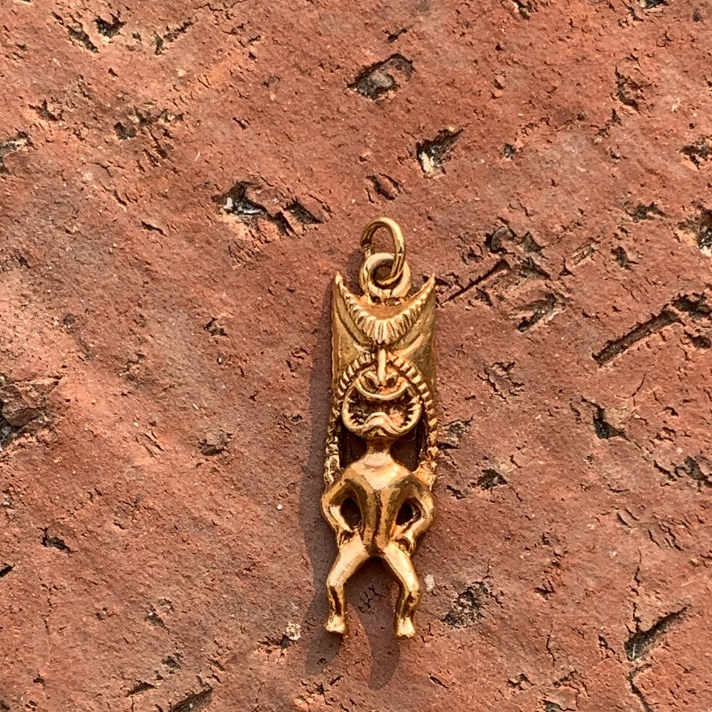 14k Gold Tiki Charm - Gem
